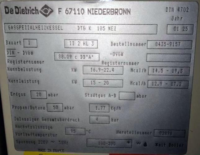 Umstellung L nach H Gas Gaskessel DeDietrich kein Support mehr ...